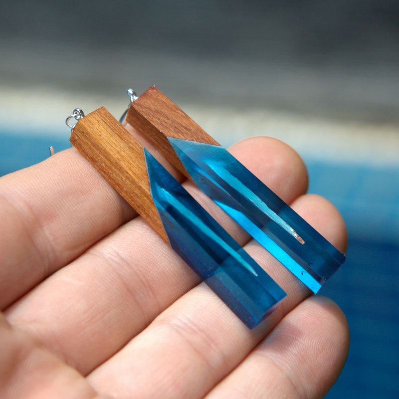 Blue Resin Earrings - Etsy