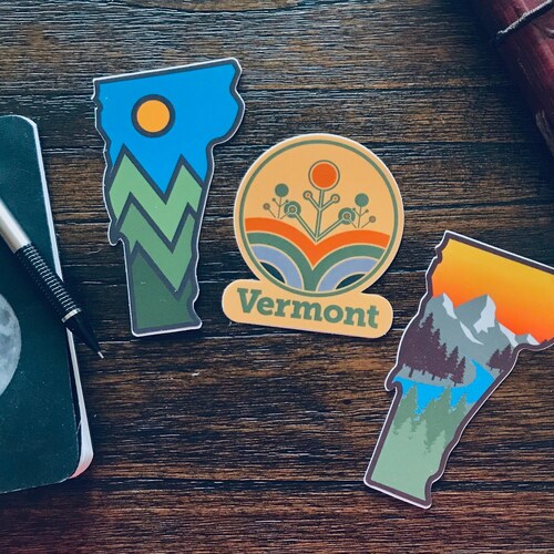Hand-lettered Towns of Vermont Sticker Vermont Shape Sticker | Etsy