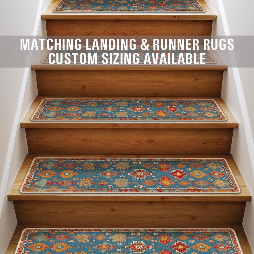 Non Slip Stair Tread Rugs With Matching Landing & Runner Rugs, Low Cut ...