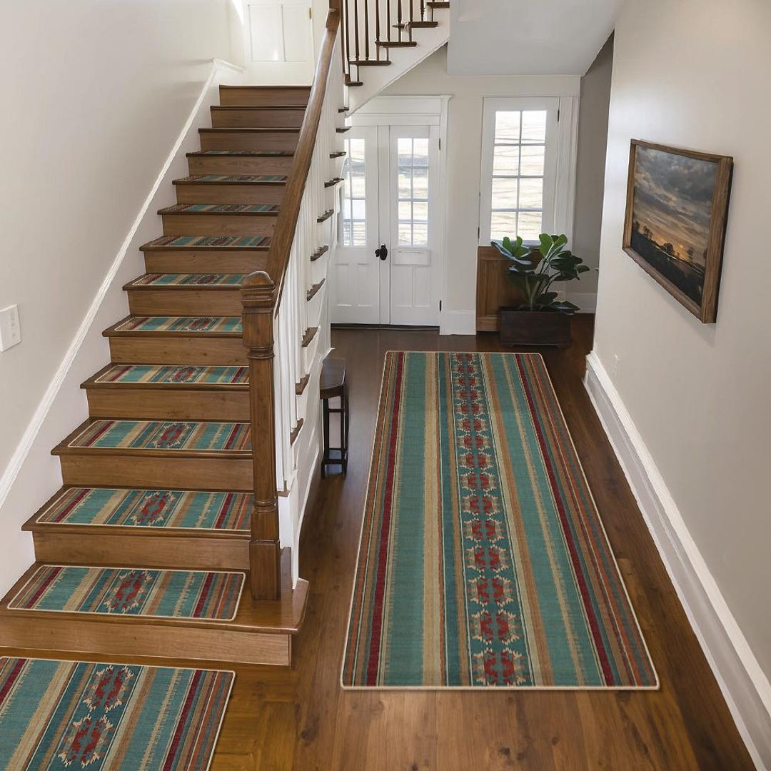 Non Slip Stair Tread Rugs With Matching Landing & Runner Rugs, Low Cut ...