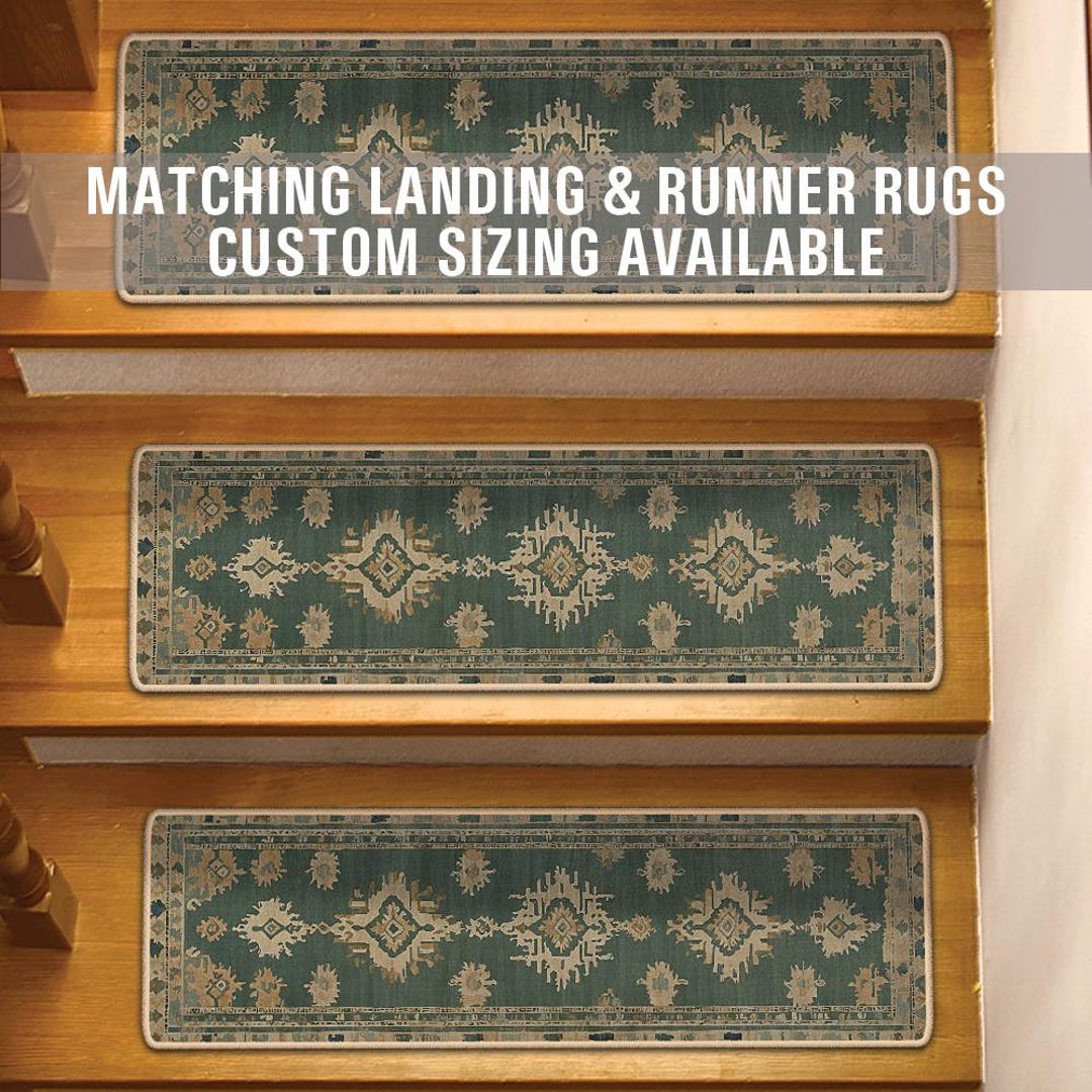 Non Slip Stair Tread Rugs With Matching Landing & Runner Rugs, Low Cut ...