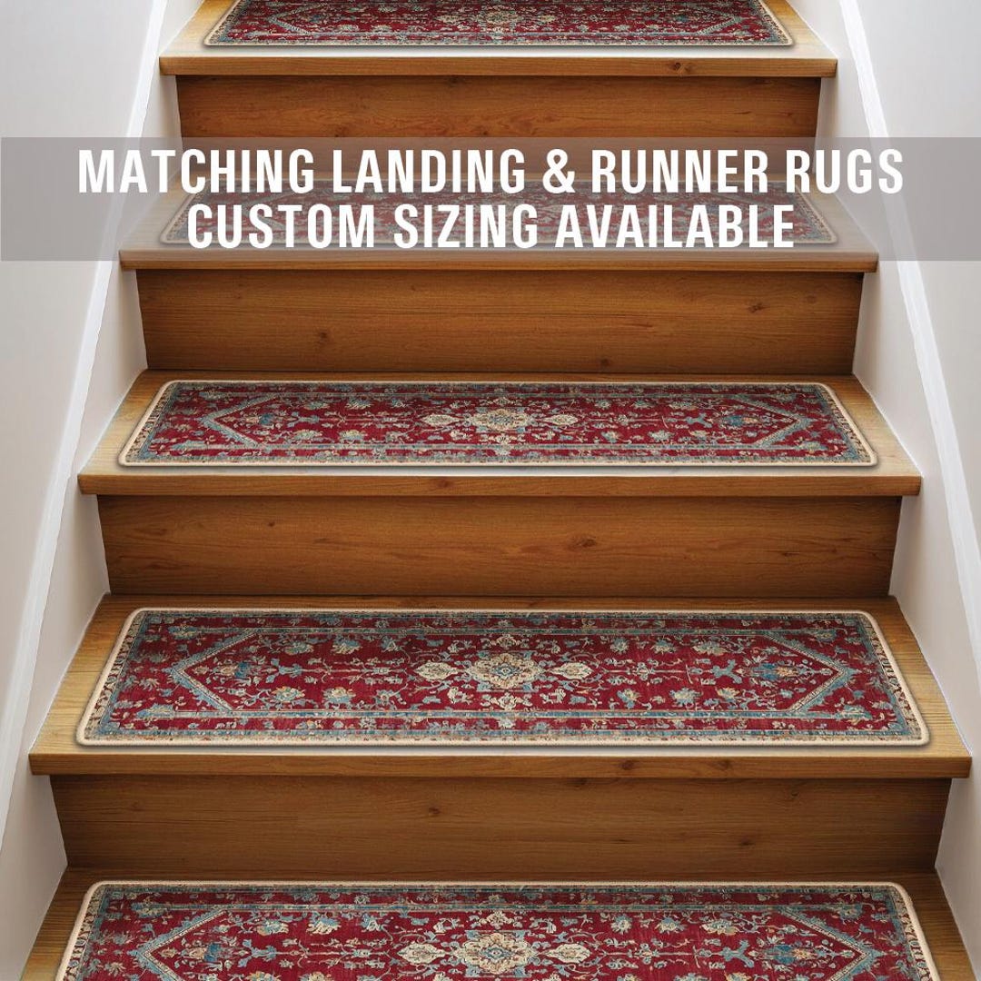 Non Slip Stair Tread Rugs With Matching Landing & Runner Rugs, Low Cut ...