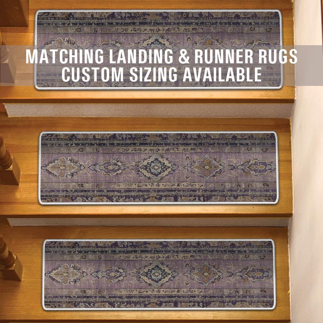 Non Slip Stair Tread Rugs With Matching Landing & Runner Rugs, Low Cut ...