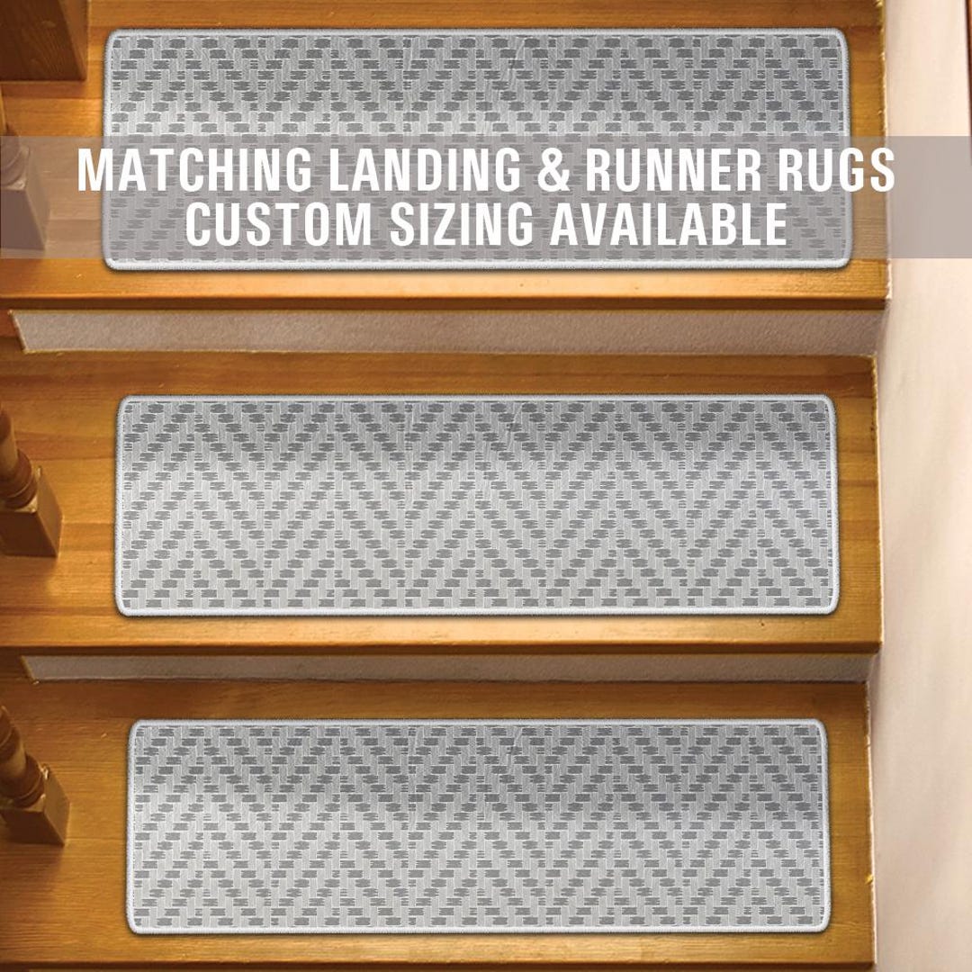 Non Slip Stair Tread Rugs With Matching Landing & Runner Rugs, Low Cut ...