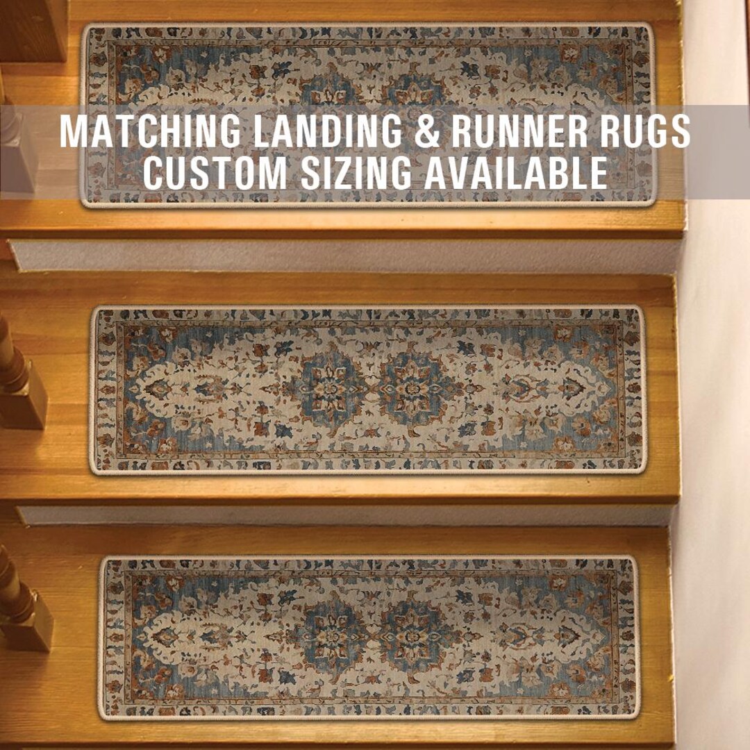 Non Slip Stair Tread Rugs With Matching Landing & Runner Rugs, Low Cut ...