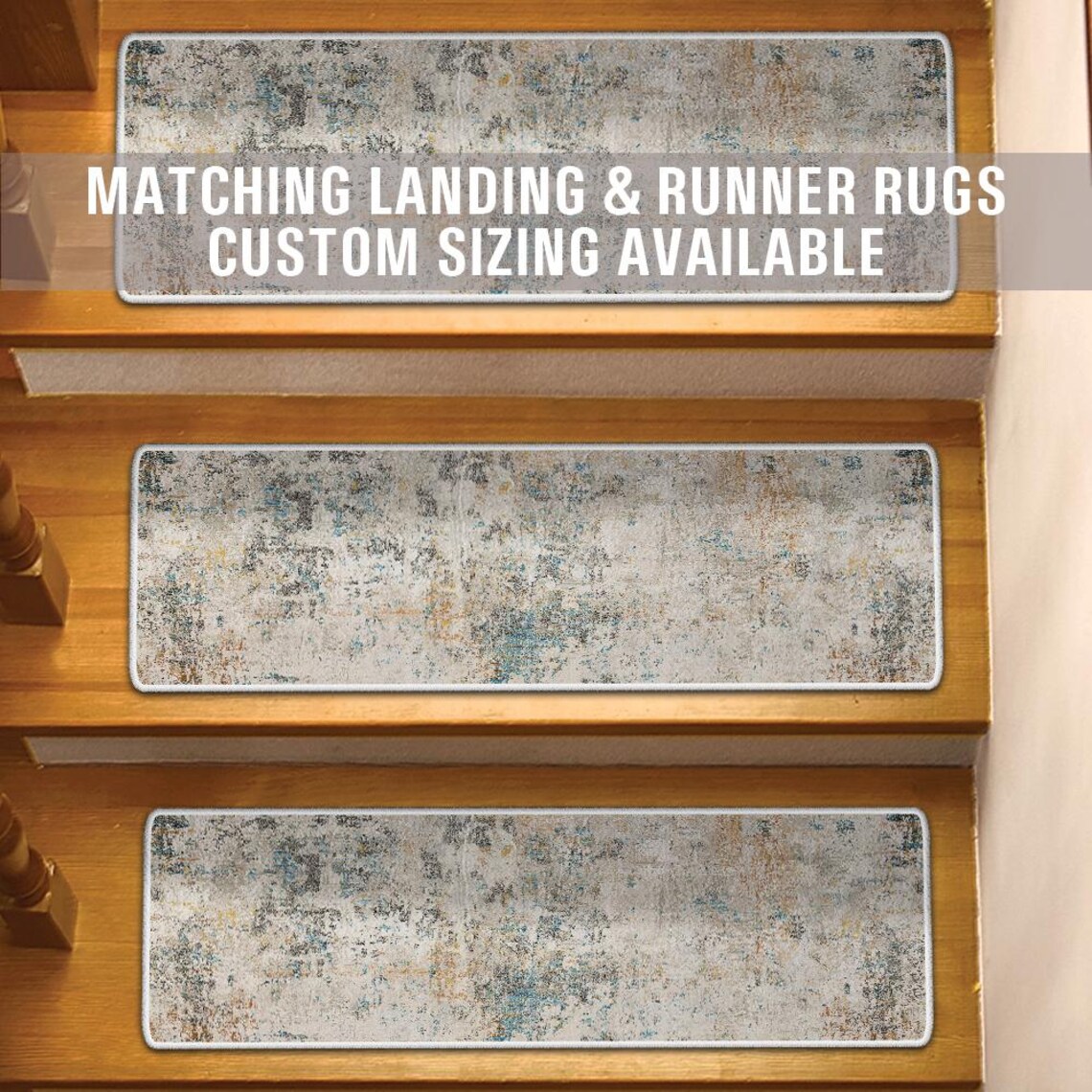 Non Slip Stair Tread Rugs With Matching Landing & Runner Rugs, Low Cut ...