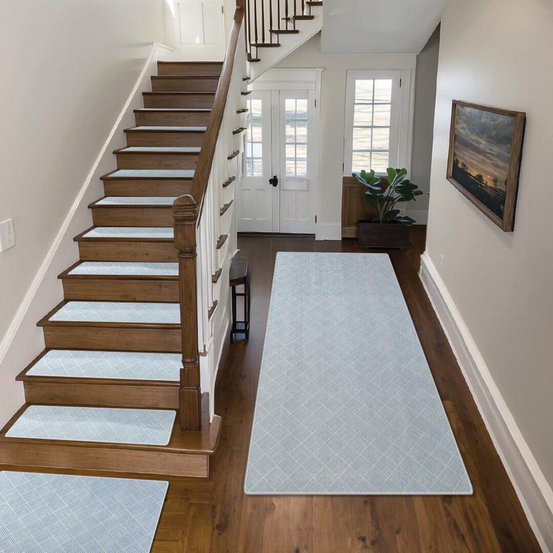 Non Slip Stair Tread Rugs With Matching Landing & Runner Rugs, Soft ...