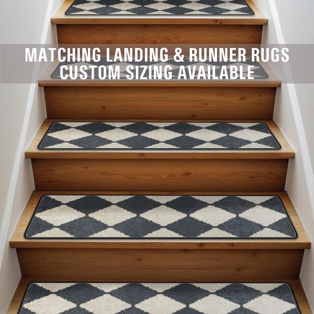 Non Slip Stair Tread Rugs With Matching Landing & Runner Rugs, Low Cut ...