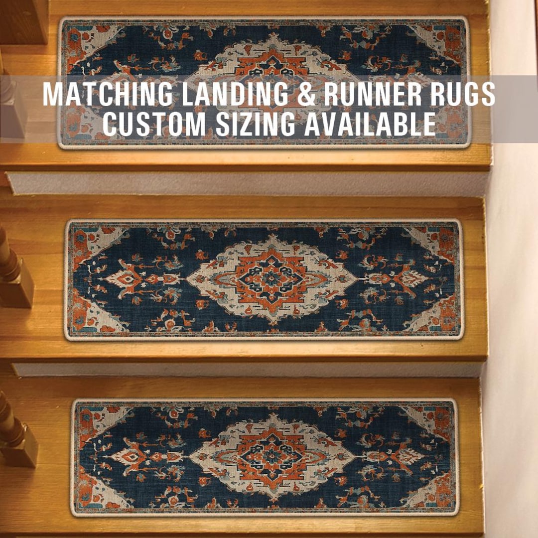 Non Slip Stair Tread Rugs With Matching Landing & Runner Rugs, Low Cut ...