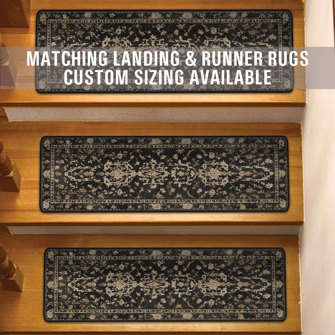 Non Slip Stair Tread Rugs With Matching Landing & Runner Rugs, Low Cut ...