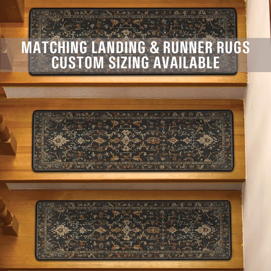 Non Slip Stair Tread Rugs With Matching Landing & Runner Rugs, Low Cut ...