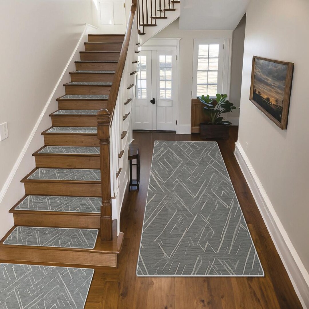 Non Slip Stair Tread Rugs With Matching Landing & Runner Rugs, Soft ...
