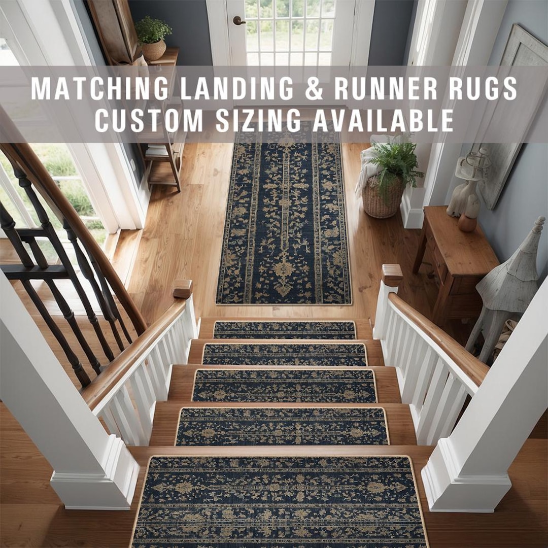 Non Slip Stair Tread Rugs With Matching Landing & Runner Rugs, Soft ...