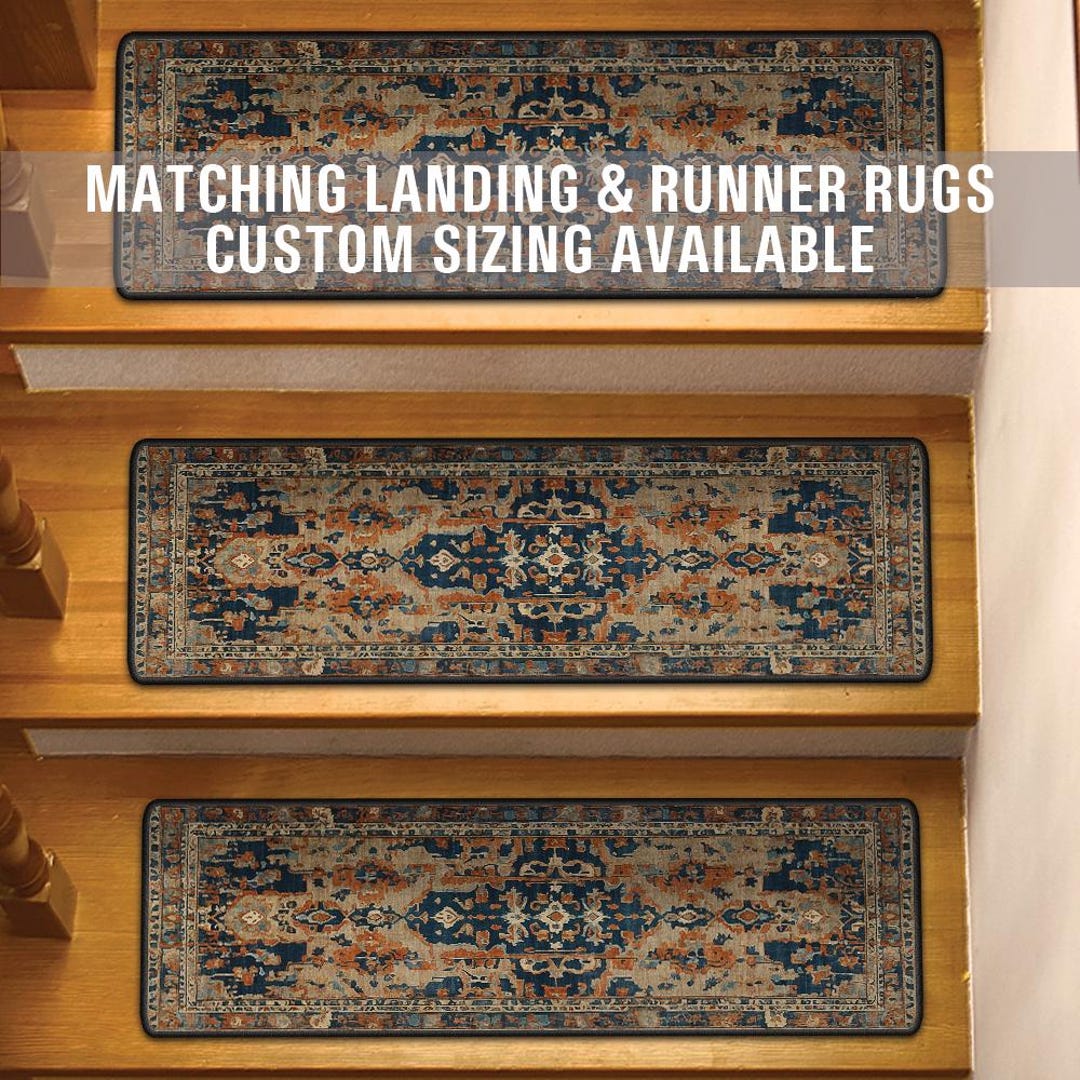 Non Slip Stair Tread Rugs With Matching Landing & Runner Rugs, Low Cut ...