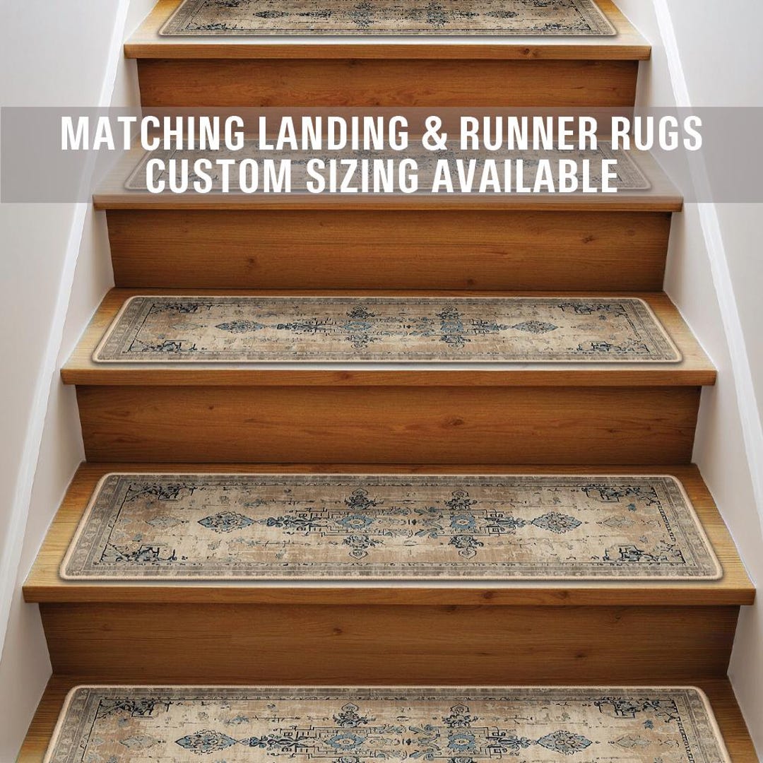 Non Slip Stair Tread Rugs With Matching Landing & Runner Rugs, Low Cut ...