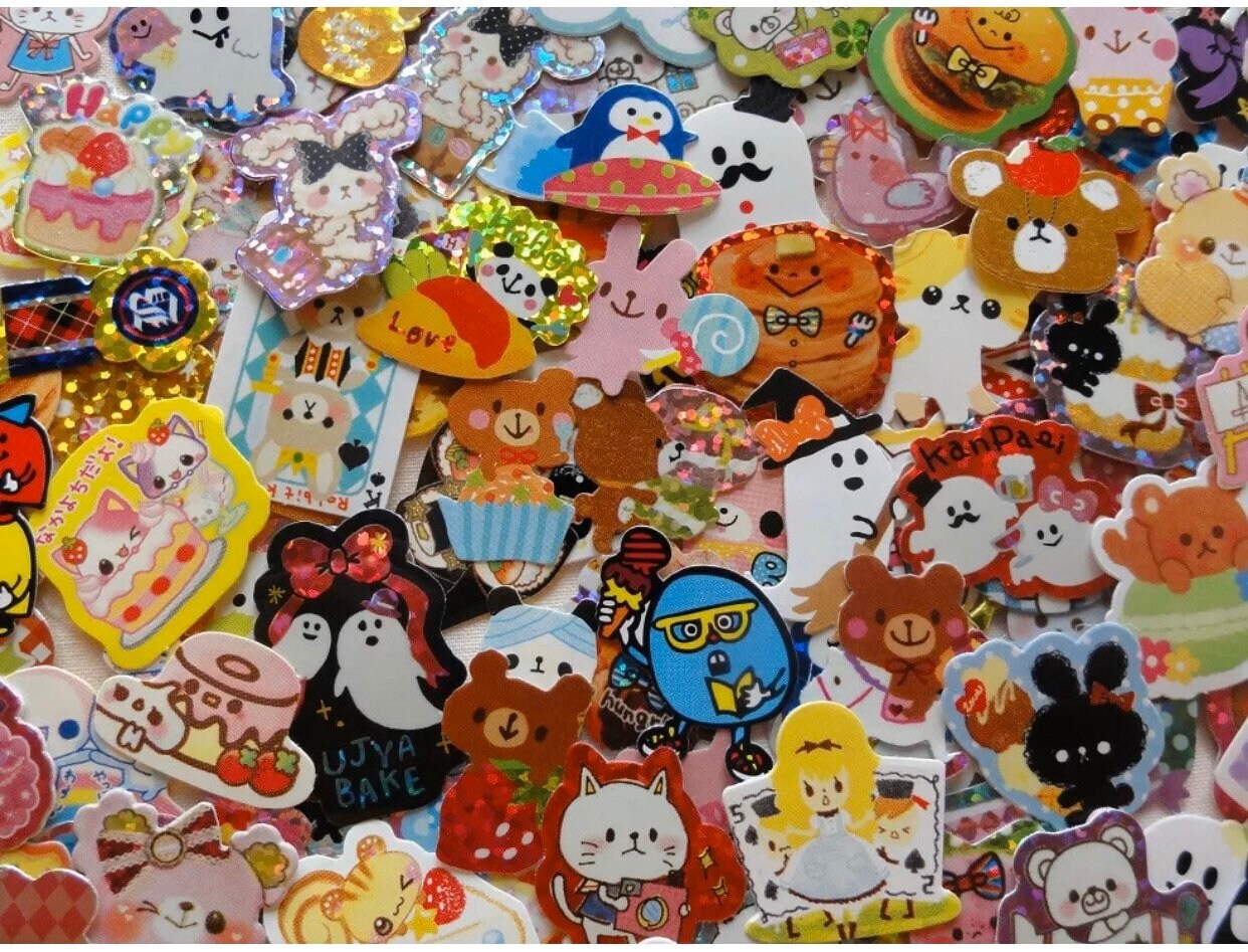 Lot 25 50 or 100 sticker flakes cute variety design animal | Etsy