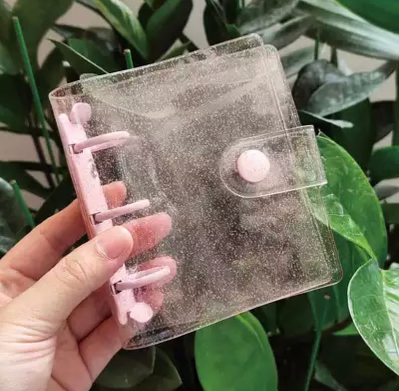 Colorful Transparent Glitter Mini 3 Ring Binder Diary Journal Notebook ...