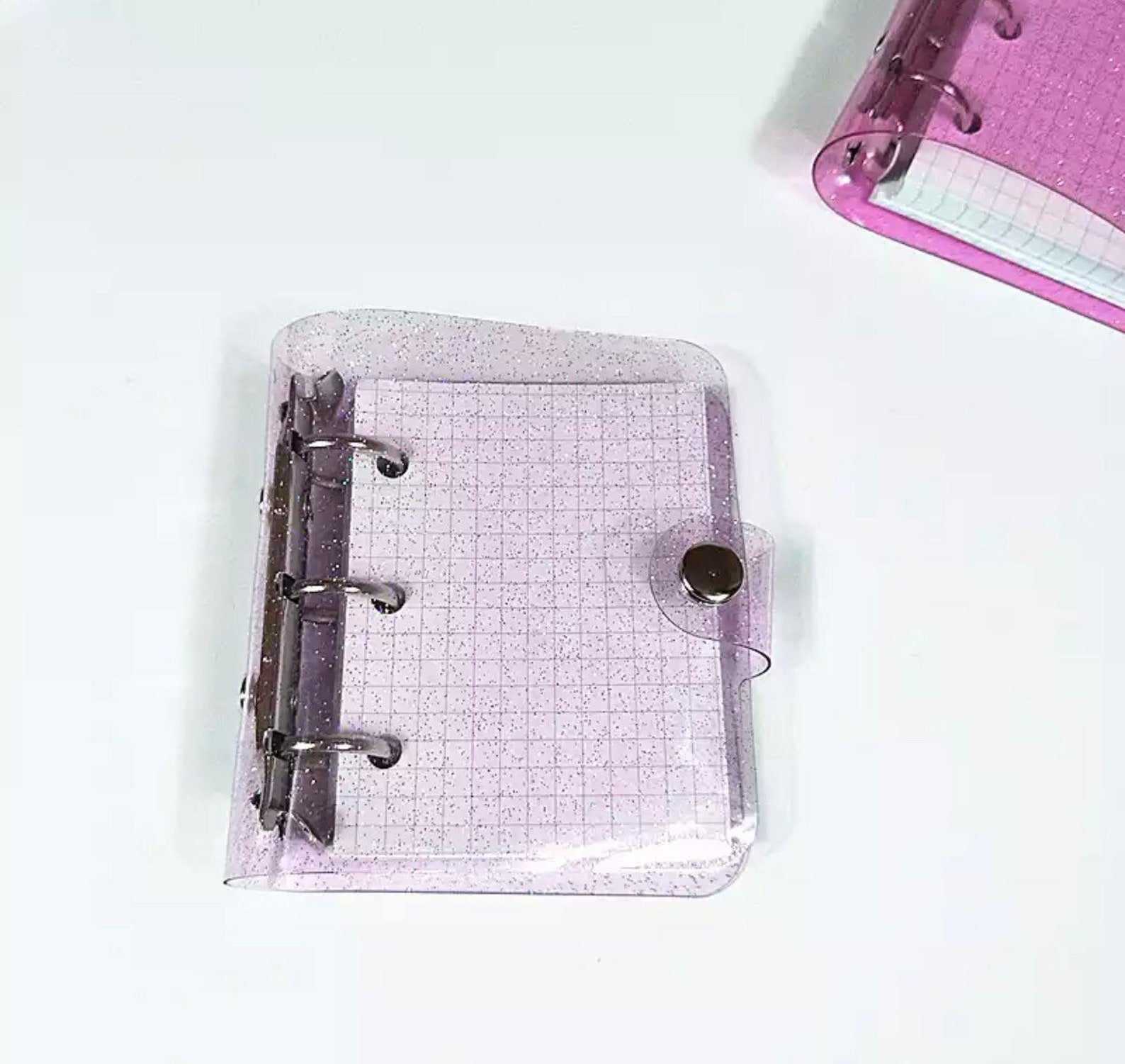 Colorful Transparent Glitter Mini 3 Ring Binder Diary Journal Notebook ...