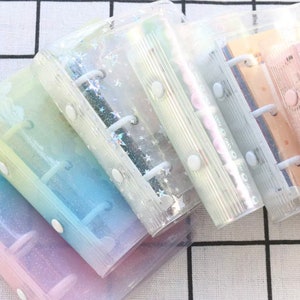Colorful Transparent Glitter Mini 3 Ring Binder Diary Journal Notebook ...