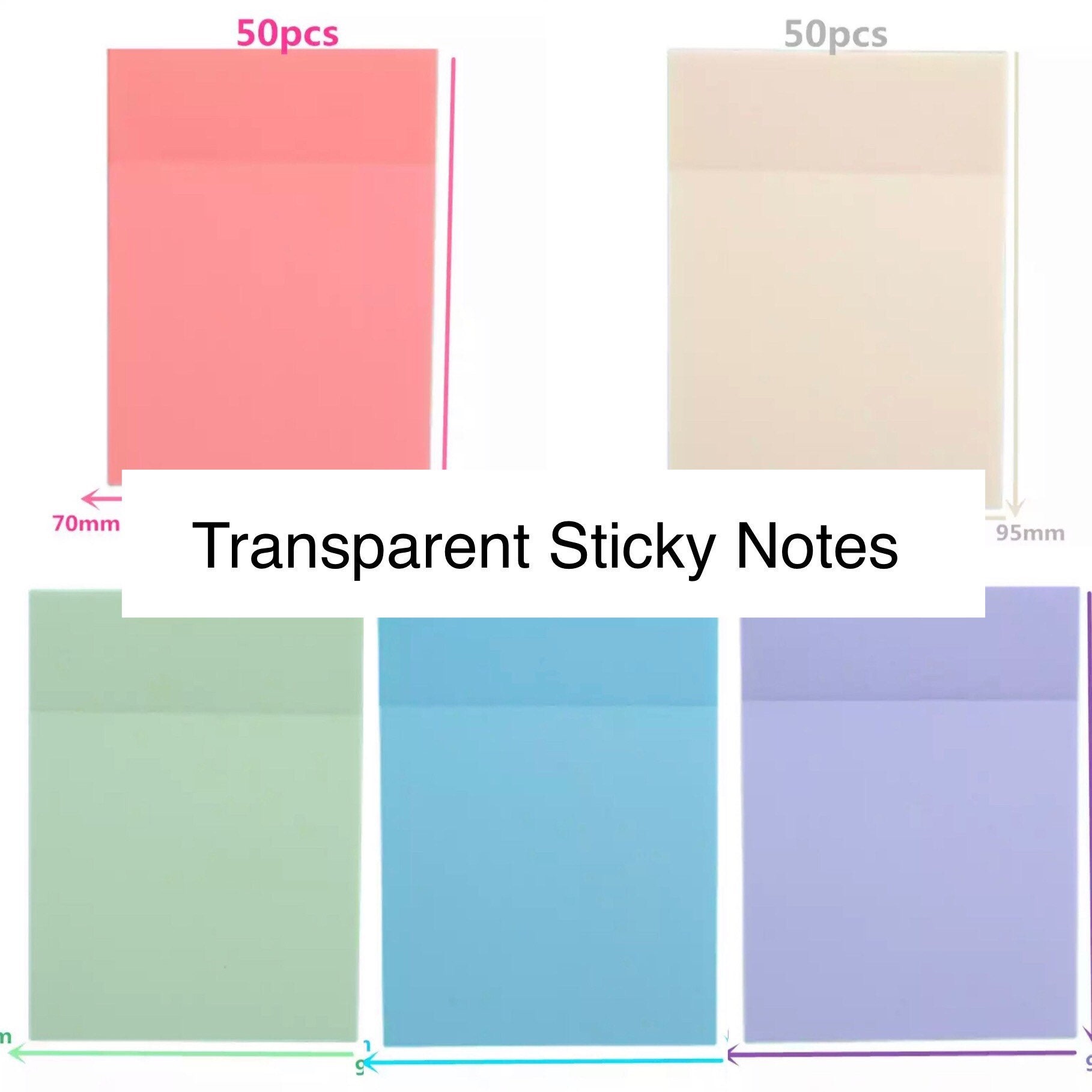 Transparent Sticky Notes 50 Sheets | Etsy