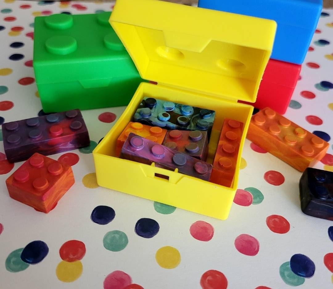 Building Brick Container & Crayon Set - Etsy