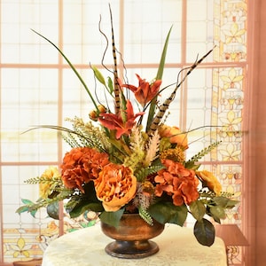 Copper Gold and Earth Tone Silk Floral Centerpiece - Etsy