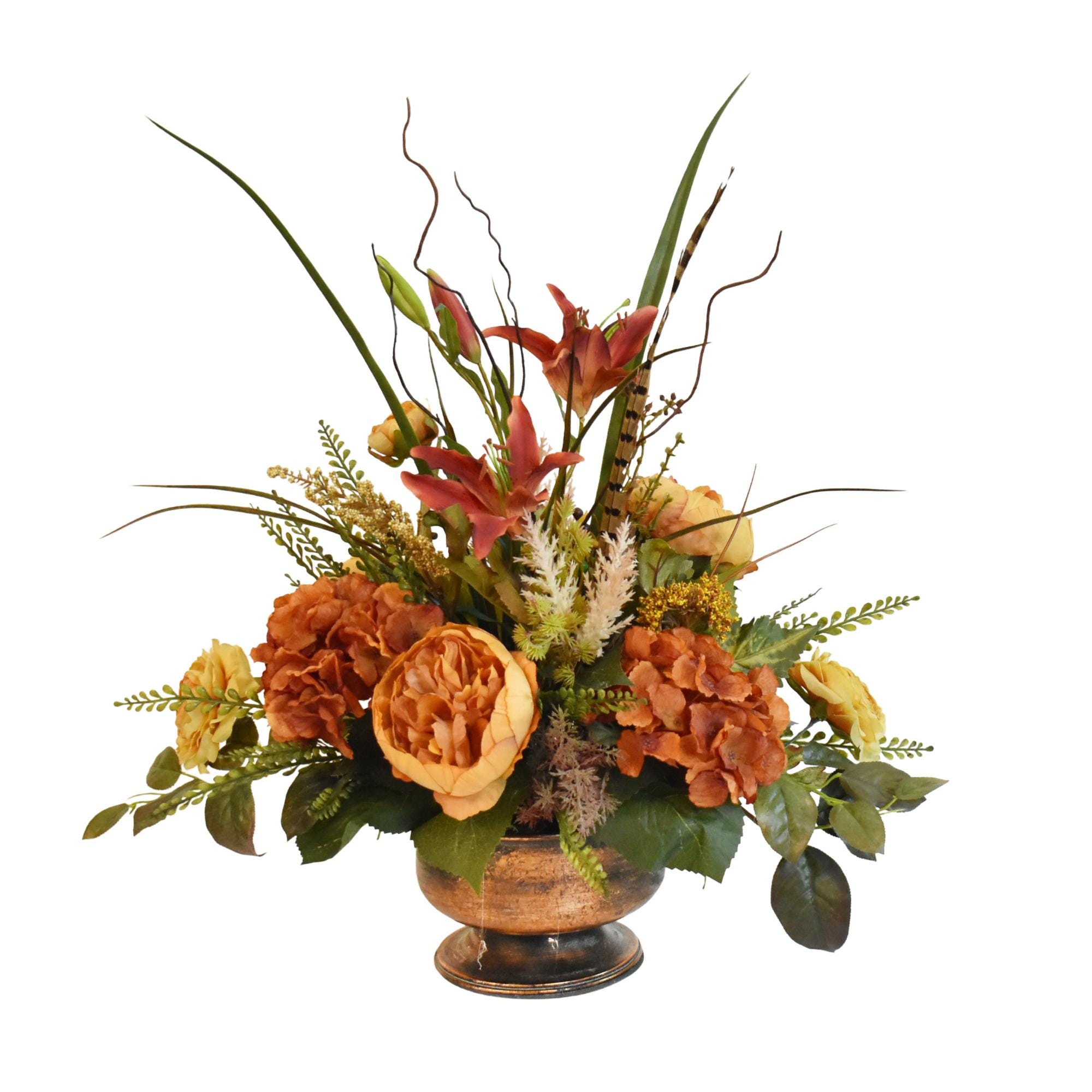 Copper Gold and Earth Tone Silk Floral Centerpiece - Etsy