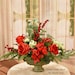 Red Rose and Snowball Christmas Centerpiece - Silk Holiday Floral ...