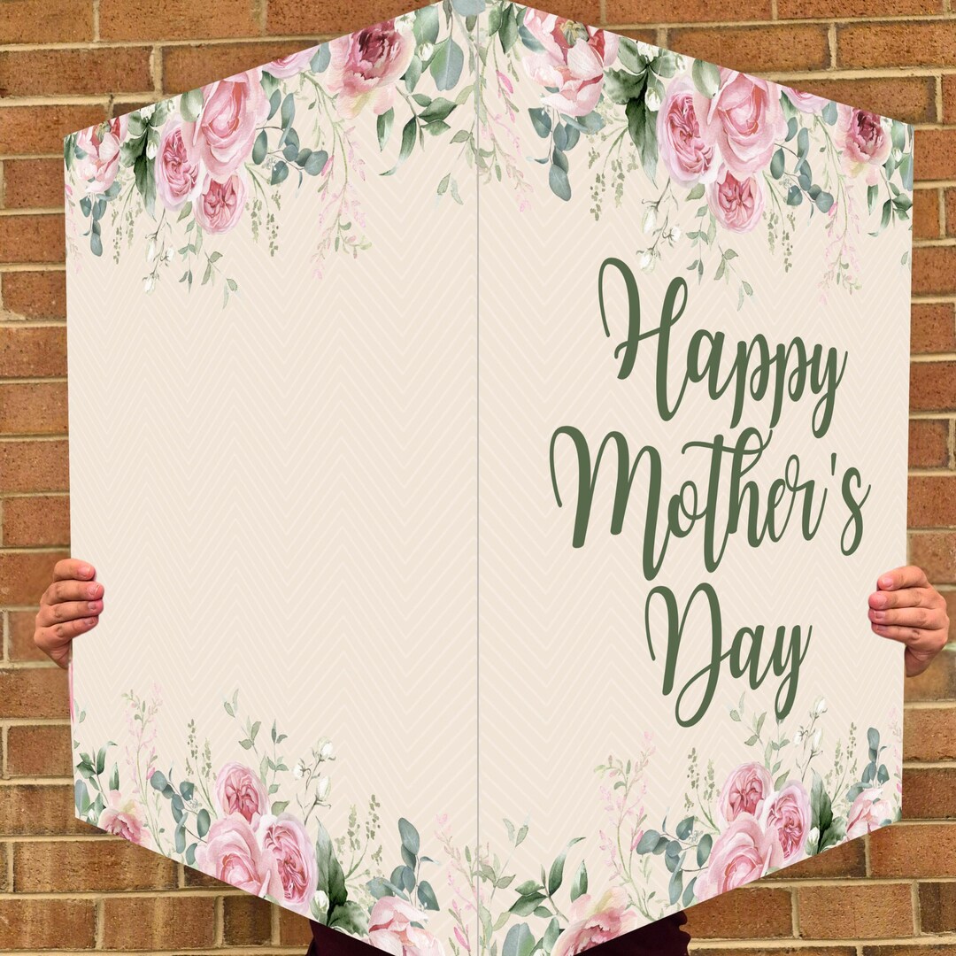 Jumbo Mother’s Day Card – Oversized “happy Mother’s Day” Card With Pink ...