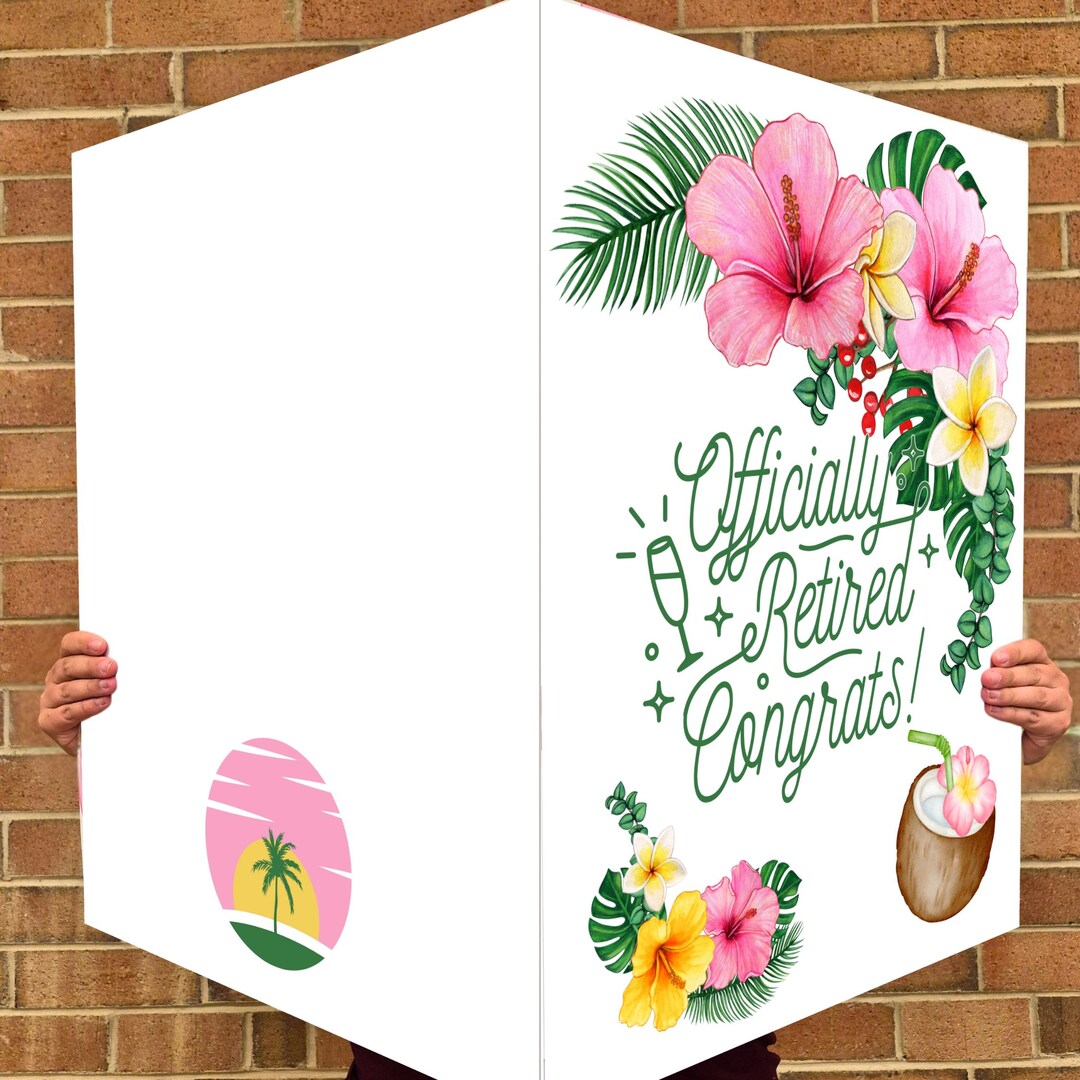 Jumbo Retirement Card – Tropical Theme Officially Retired Congrats ...