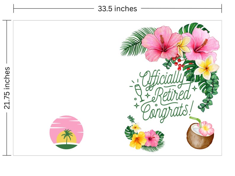 Jumbo Tropical Retirement Card: Officially Retired, Congrats! (33.5” X ...