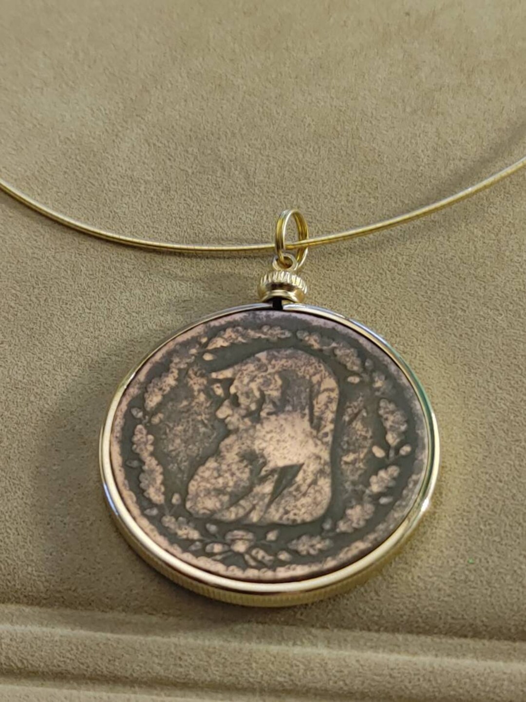 1788 English Celtic Druids Head Copper Pendant on an 20 18kgf Gold ...