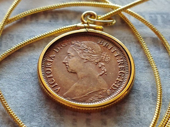 Victorian Farthing Pendant & 18KGF Gold Filled Chain.… - Gem