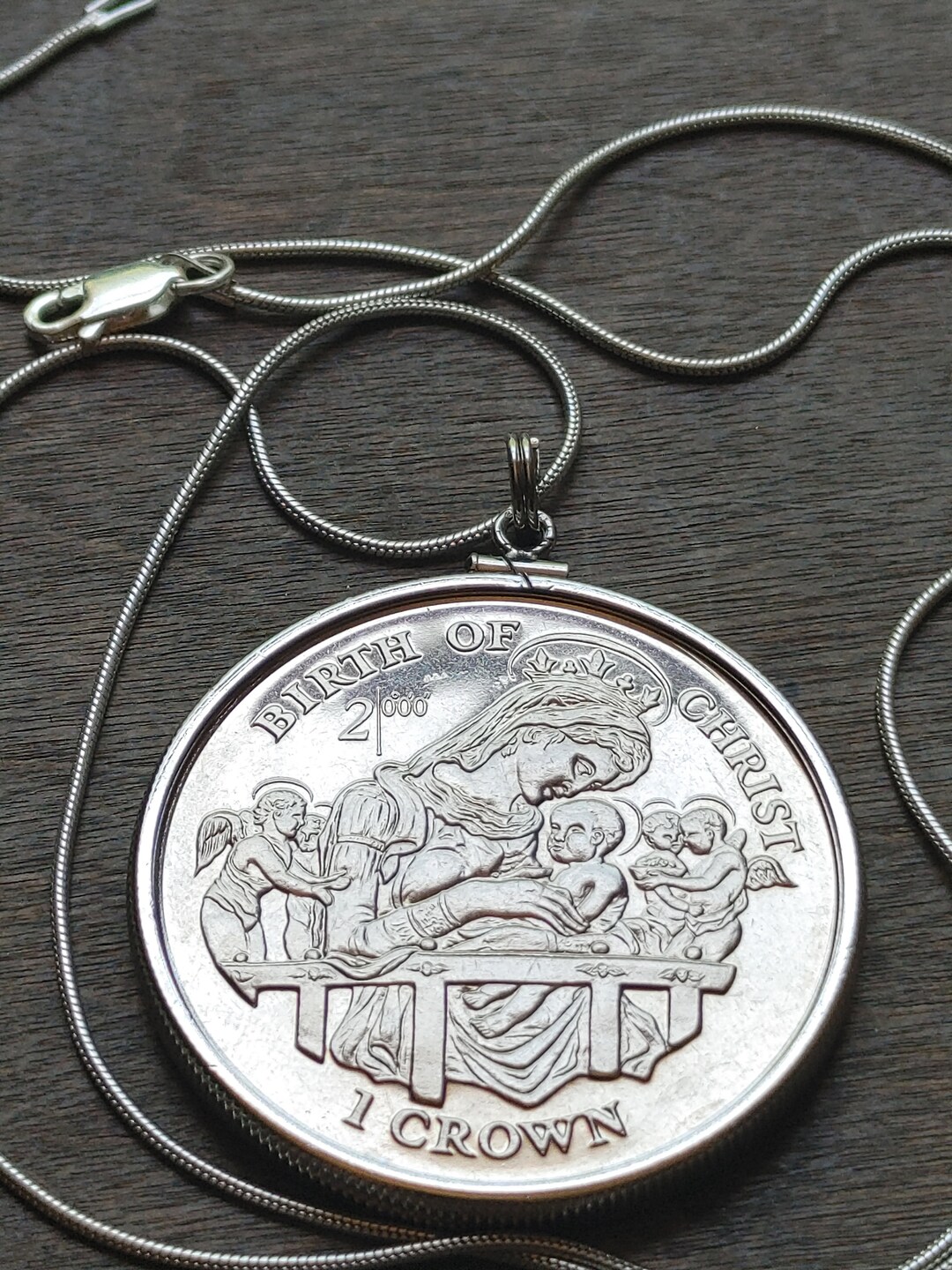 1997 Isle of Man Birth of Christ Crown on a Sterling Silver Italian ...