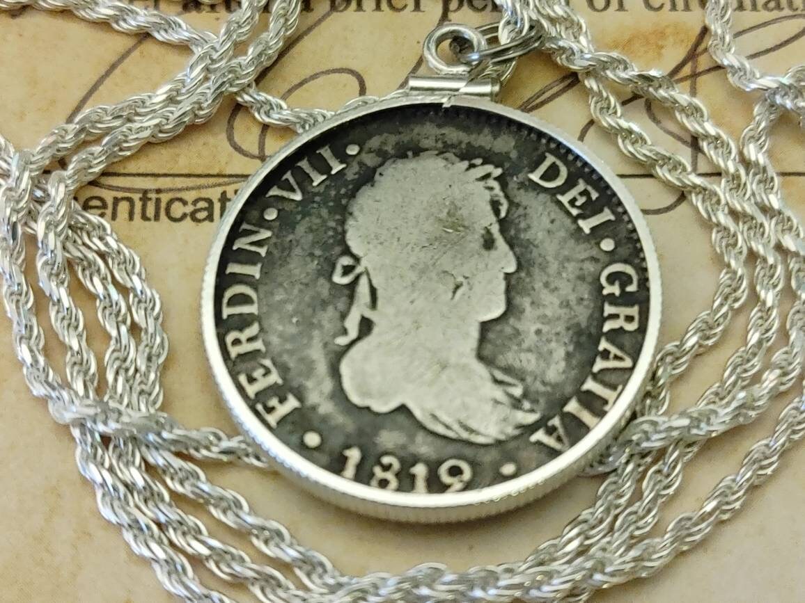Very Rare 1819 Silver Peru Colonial Spanish 2 Reales Sterling Pendant ...