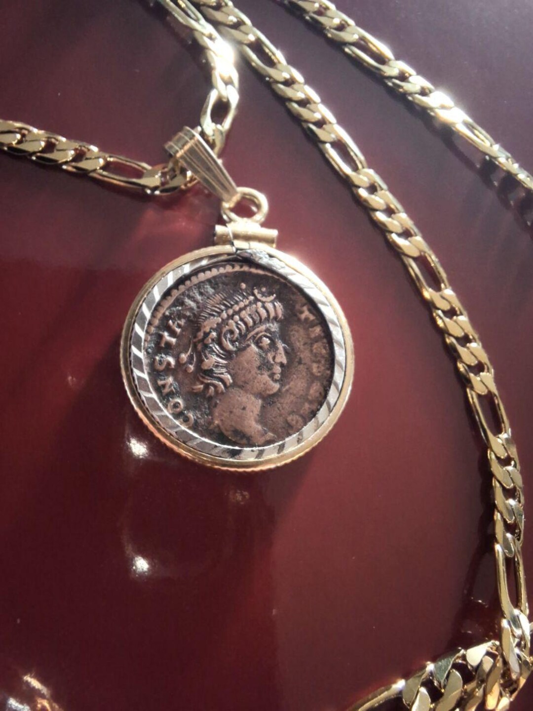 Genuine Roman Coin Pendant of Emperor Constantine AD 330 on an 18kgf ...