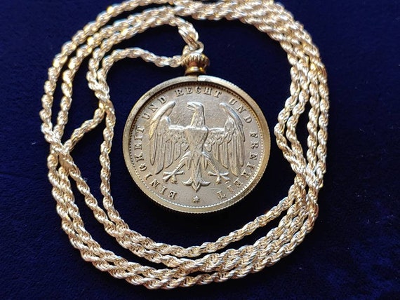 1923 Authentic Germany, Weimar 500 Mark Eagle Pendant… - Gem