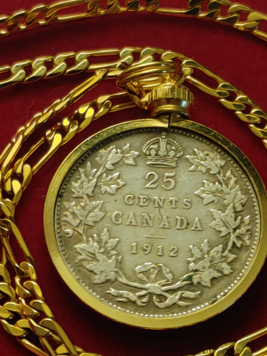 1912 Sterling Silver Canadian King George V Silver Quarter Coin Pendant ...