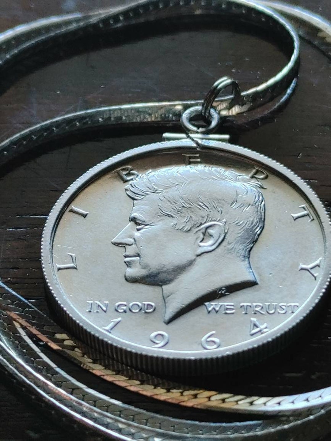 1964 Silver Kennedy Half Dollar Coin Pendant, Sterling Silver ...