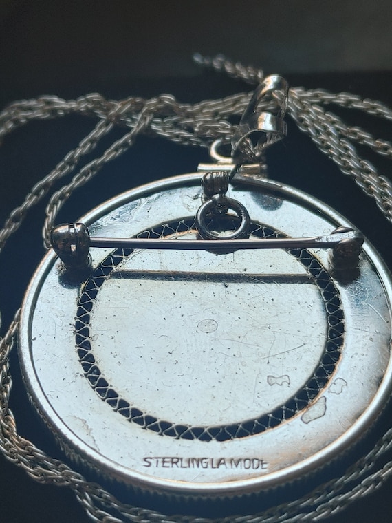 1930s Silver Japanese Twin Phoenix pin-back coin pend… - Gem