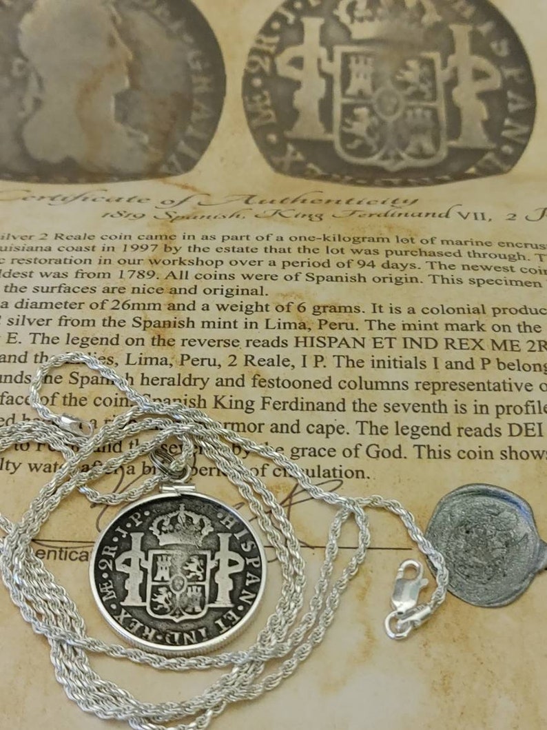 Very Rare 1819 Silver Peru Colonial Spanish 2 Reales Sterling Pendant ...