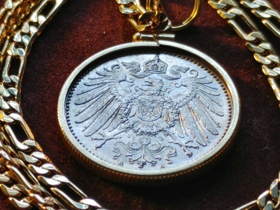1915 Brilliant Mint Germany Silver Mark coin Pendant … - Gem
