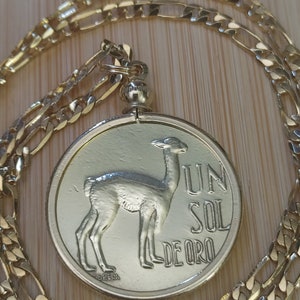 Peruvian Llama Un Sol De Oro Coin Pendant on a 24" 18kgf Gold Filled ...