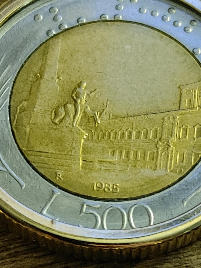 1985 Italy 500 Lire Pendant Coin Pendant on a 24" 18kgf Quality Gold ...