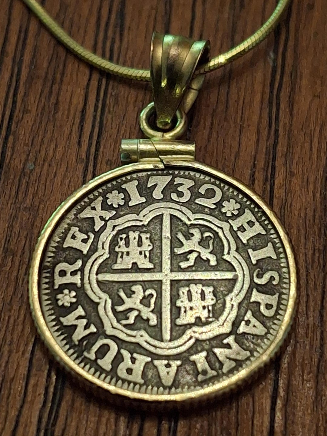 1732 Spanish 1 Real Coin Pendant: Dark Silver, 18k Gold Filled Chain - Etsy