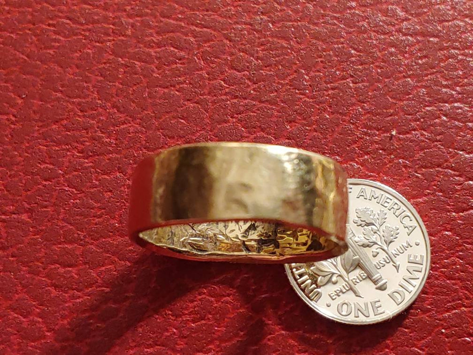 Mens 14K Thick Gold Ring Artist Hammered Old World Classic - Etsy