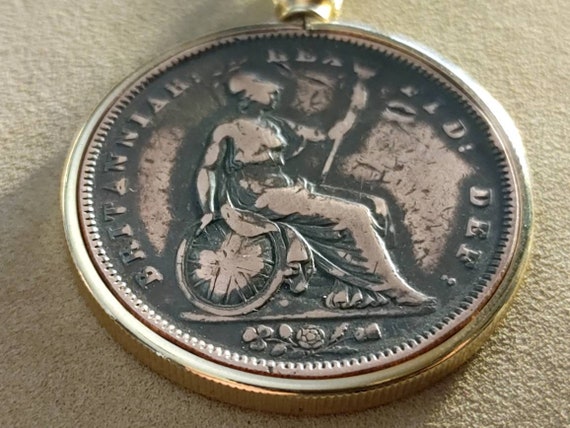 Rare 1834 English Britannia large copper penny coin P… - Gem