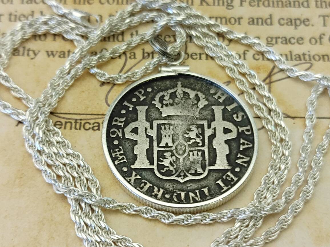 Very Rare 1819 Silver Peru Colonial Spanish 2 Reales Sterling Pendant ...