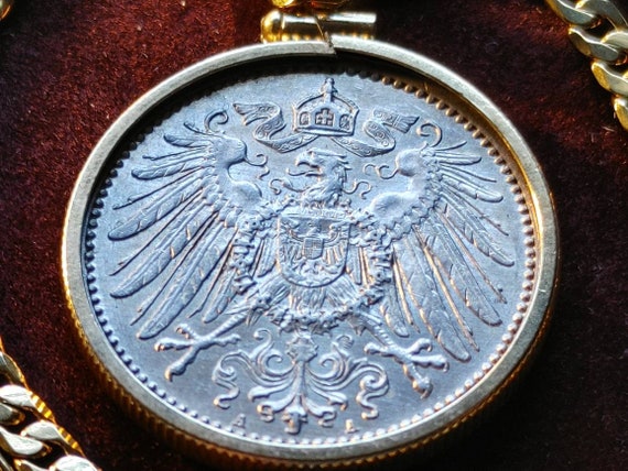 1915 Brilliant Mint Germany Silver Mark coin Pendant … - Gem