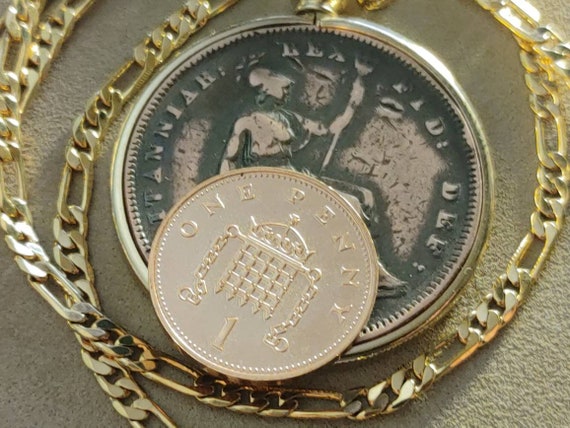 Rare 1834 English Britannia large copper penny coin P… - Gem